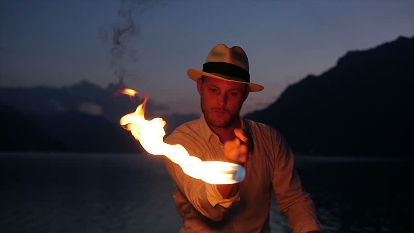 Torchlight Burning At Night. Flame Torch Background Stock Footage Video ...