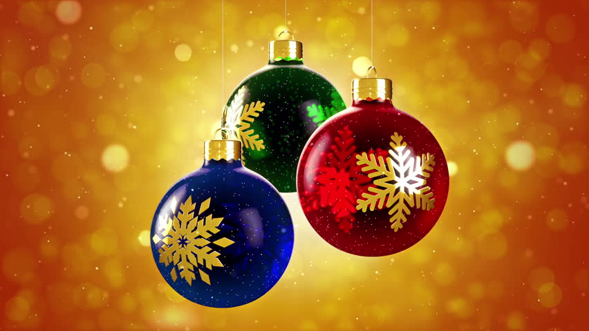 Christmas Background Loop. Rotating Christmas Decorations And Falling ...