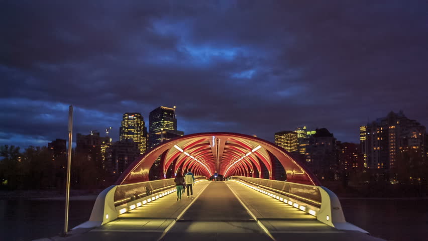Stock Video Clip of Peace Bridge over Bow River in Calgary, | Shutterstock