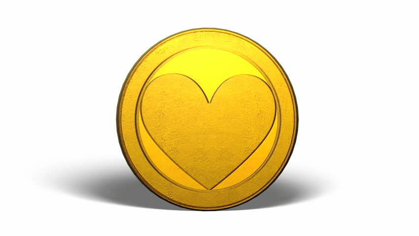 Golden Heart Coin Spinning (wedding, Stock Footage Video (100% Royalty ...