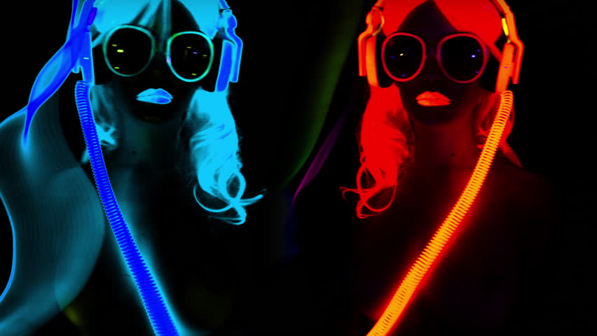 Beautiful Sexy Disco Dj Woman On A Bed Playing Records. Perfect For ...