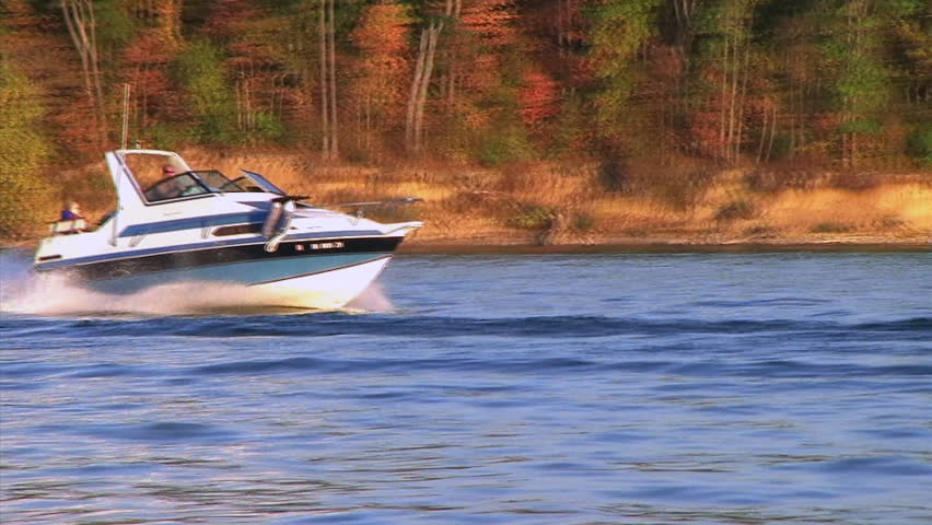Speedboat On Lake in Early Stock Footage Video (100% Royalty-free ...