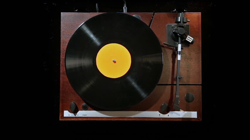 Top View Of Turntable And Vinyl Record. Looking A Vinyl And Record ...
