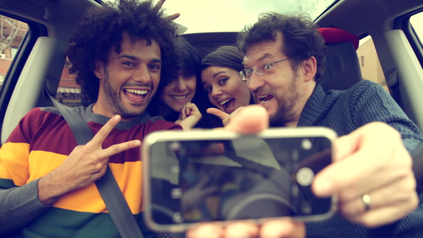 Video stock a tema four cool people in car taking | 8948815 | Shutterstock