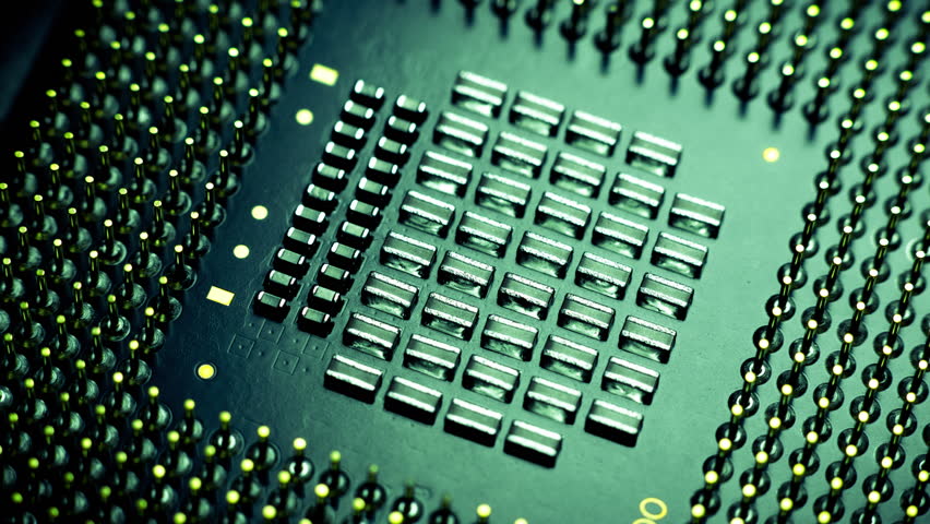 4K Close Up Macro Computer Processor Cpu Surface Rotating Dolly.A ...