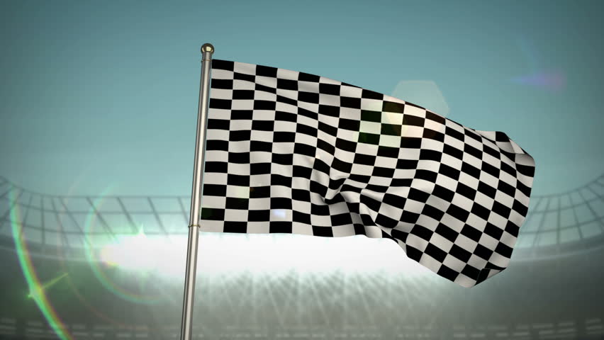 Digital Animation Of Checkered Flag Against Blue Sky Stock Footage ...
