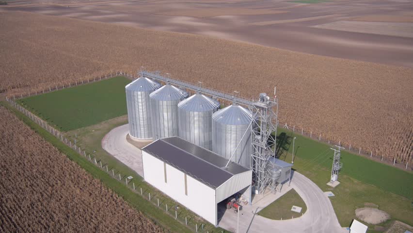 Aerial View Of Modern Farm Silo. Stock Footage Video 9154388 | Shutterstock