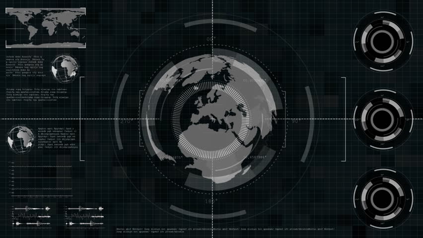 Futuristic Secret Agent Technology Interface Computer Scanning Earth 스톡 ...