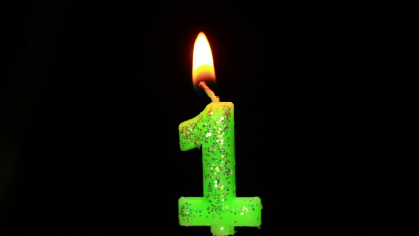 Number 1 - One Birthday Candle Burning - Blow Out At The End Stock ...