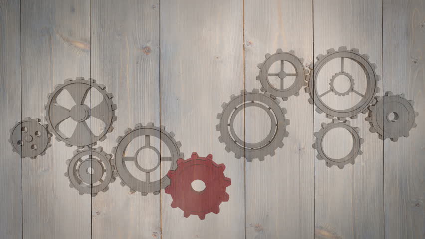 Stock Video Clip of Digital animation of Cogs and wheels turning ...